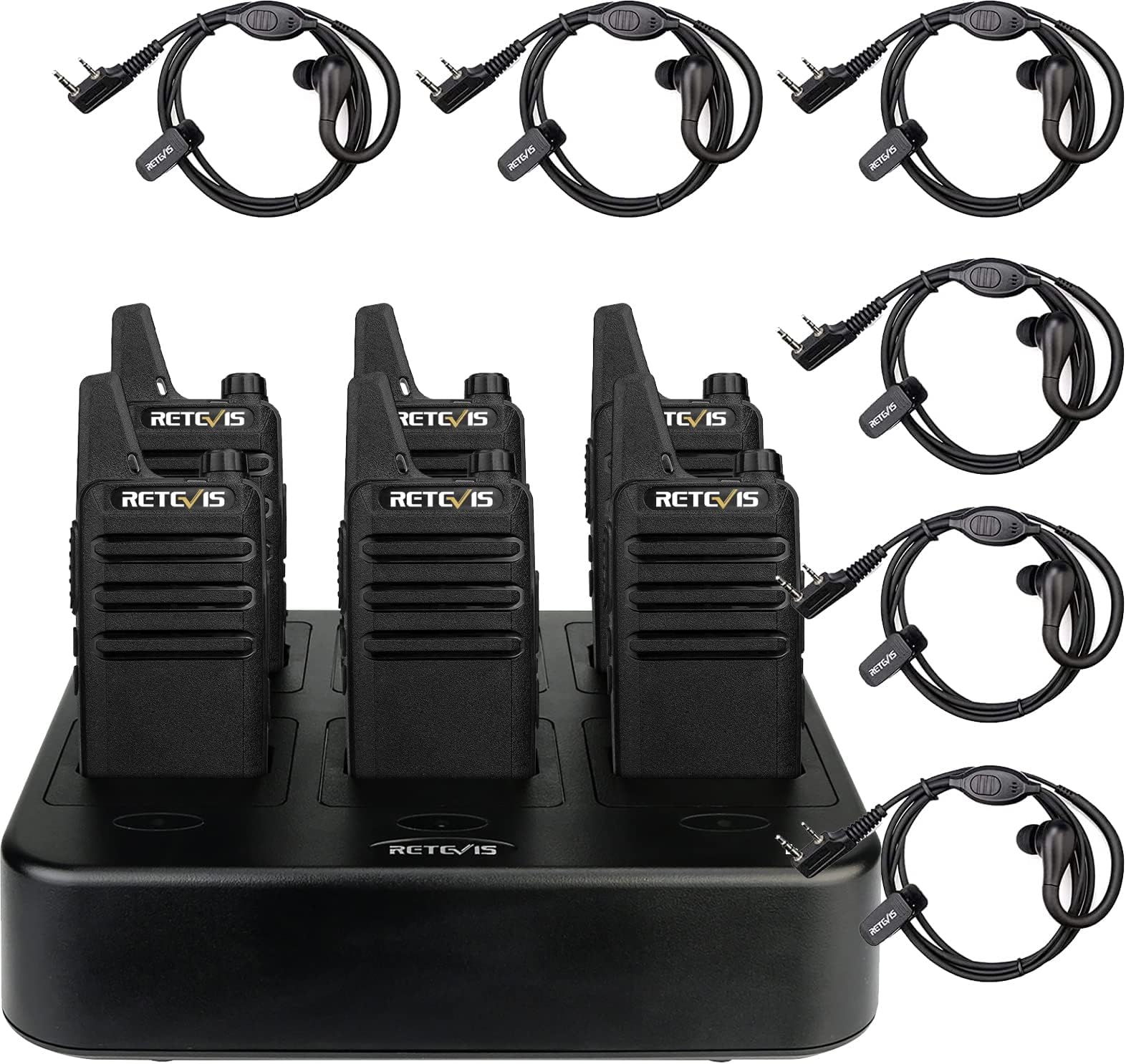 Amazon.com: Retevis RT22 Walkie Talkies (6 Pack) with Headset (6 Pack ...