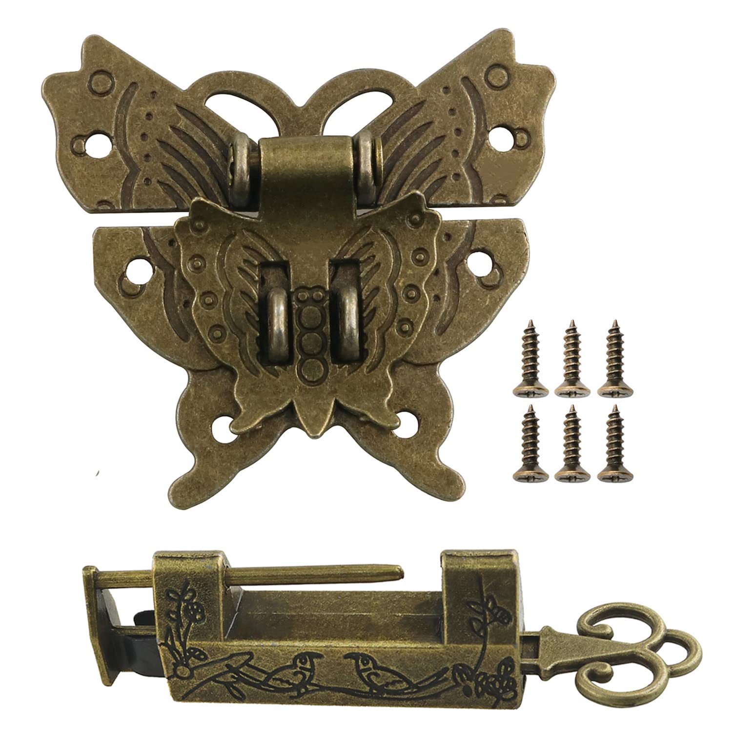Antique Small Chinese Lock and Butterfly Latch Hasp ZZLZX 1Set ...
