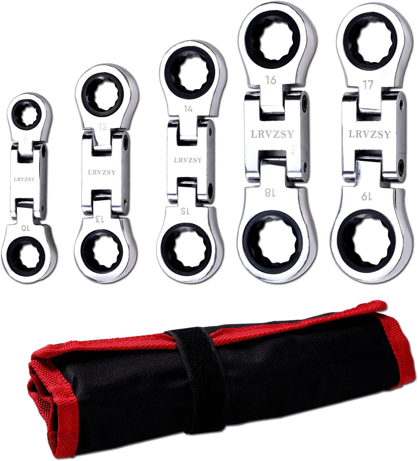 LRVEZSY 5-Piece stubby Flex-Head ratcheting wrench set metric ...