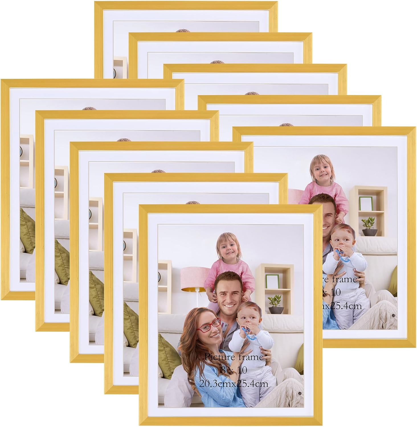 Amazon.com: Giftgarden 8x10 Gold Picture Frame with Mat Set of 10, 9x11 ...