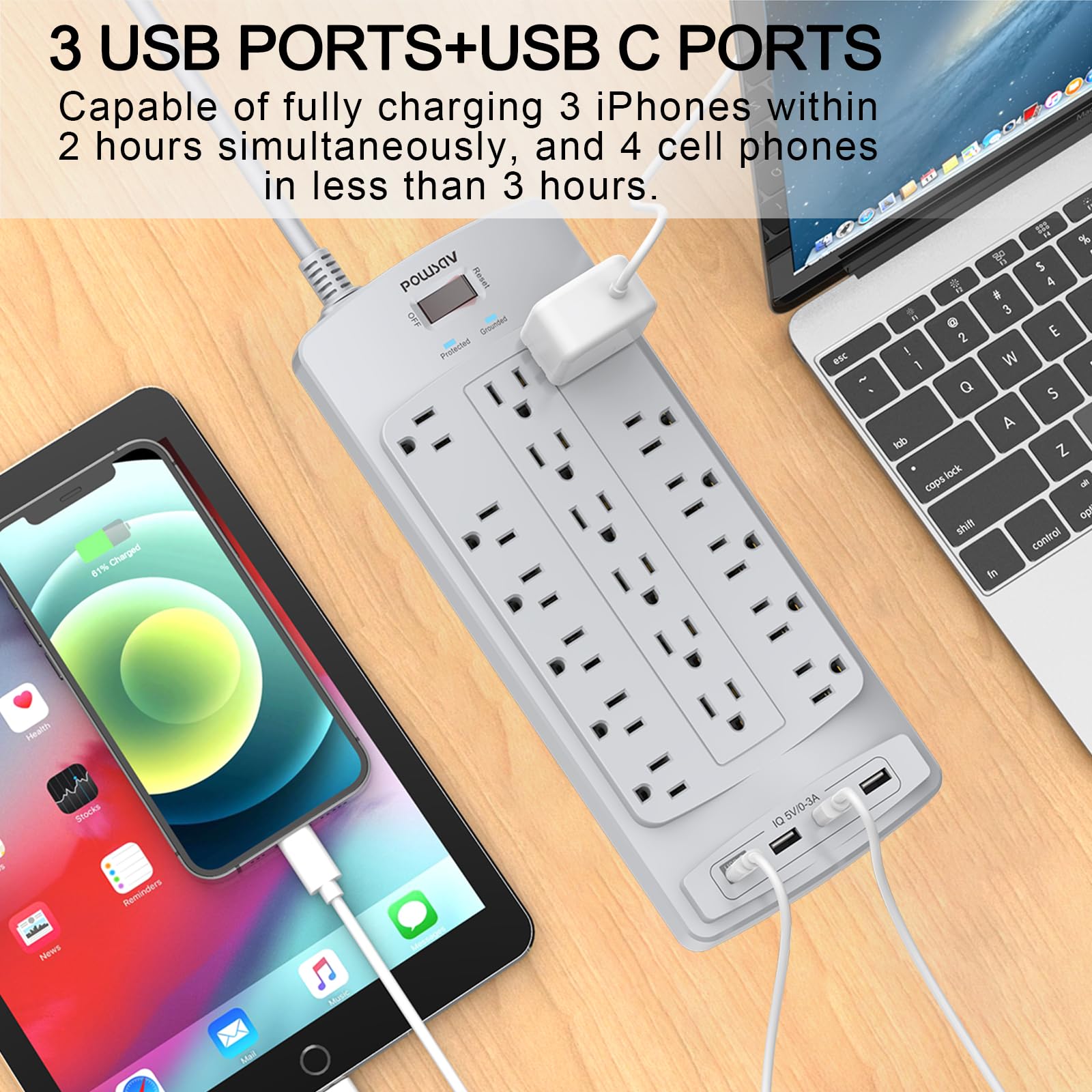 Snapklik.com : 18 Outlets Surge Protector Power Strip - 10 Feet Flat ...
