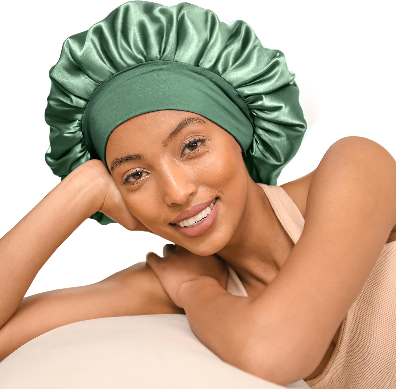 Amazon.com : COOLCHI Satin Bonnet Silk Bonnet for Sleeping Women Double ...
