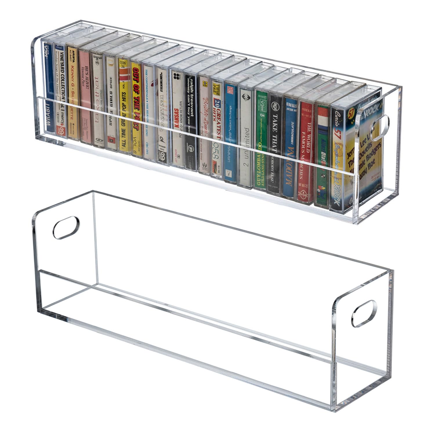 MyGift Modern Premium Clear Acrylic Compact Cassettes Holder with ...
