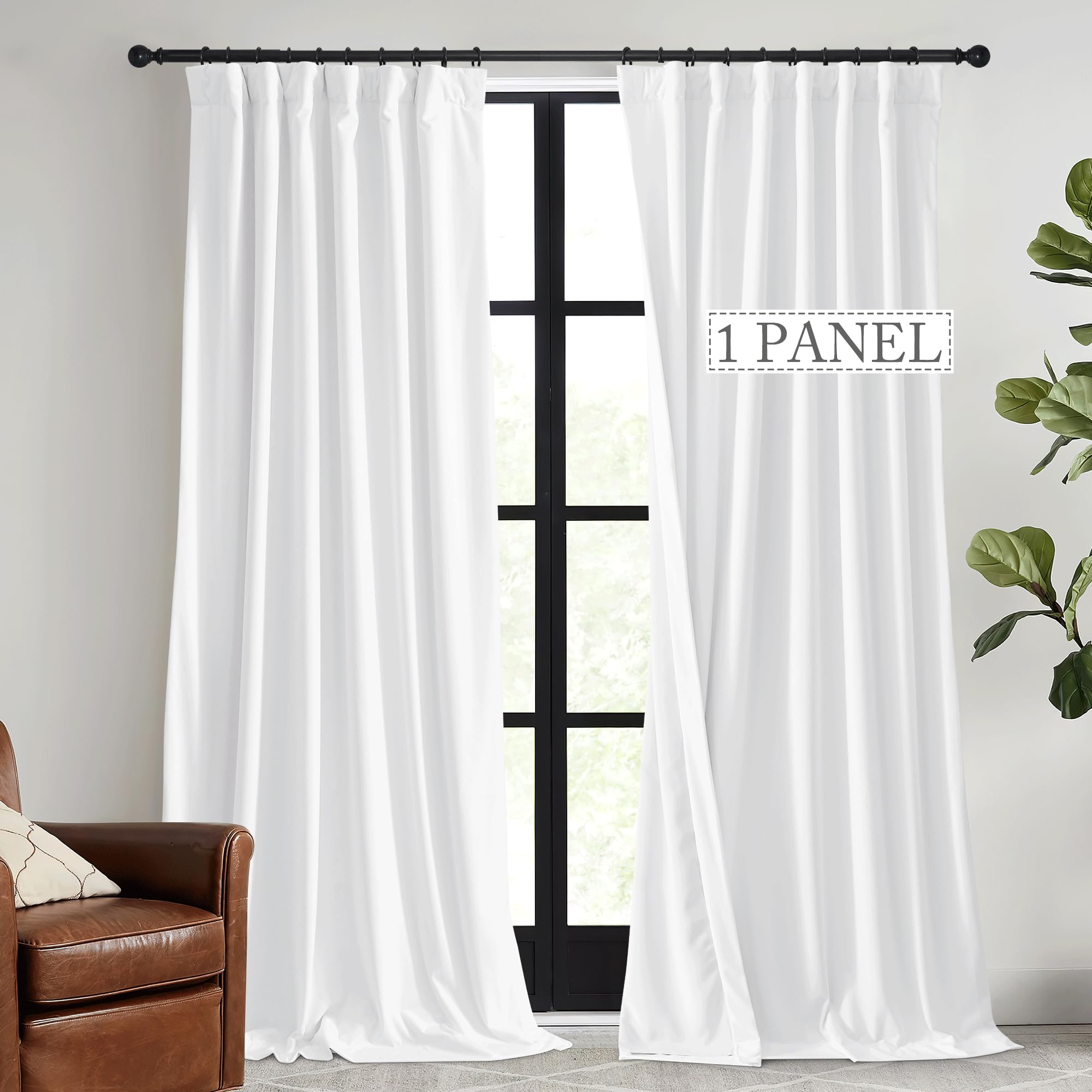 Amazon.com: RYB HOME White Velvet Curtains 108 inch, 2 Layers Room ...