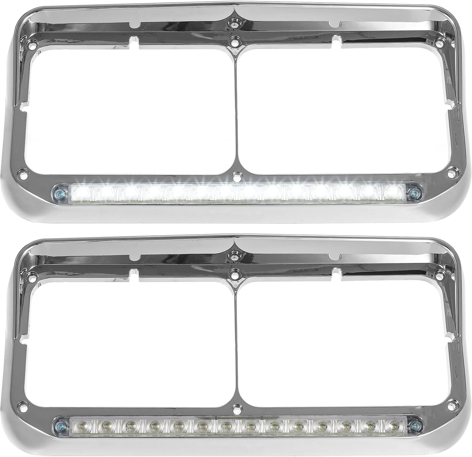 Amazon.com: Chrome Plastic Dual Rectangular Headlight Bezel With Visor ...