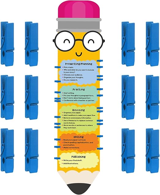 Amazon.com : Tinlade 31 Pcs Writing Process Chart Set 62.2 x 17.32 in ...