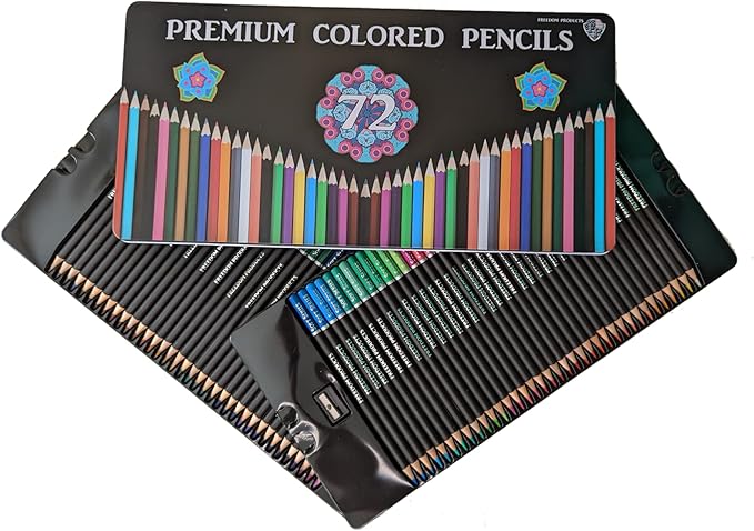 Amazon.com: Freedom Products 72 Colored Pencils in Storage Tin With ...