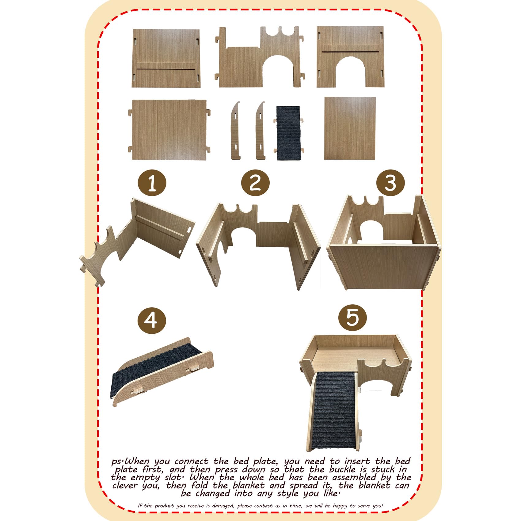 Yuimikaka Guinea Pig Castle, Wooden Guinea Pig Bed with Cave Stairs and ...