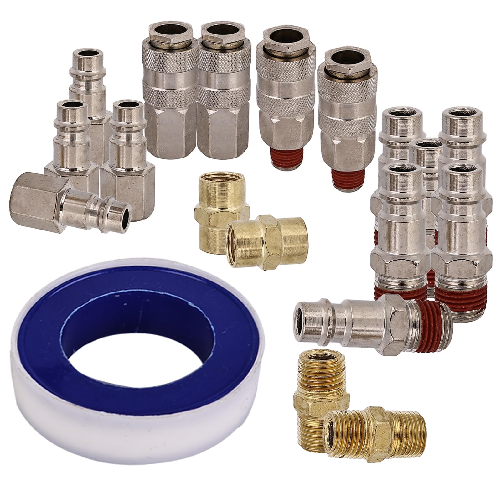 19pcs 1/4" Bsp Air Line Connectors Euro Style Hose Compressor Fittings ...