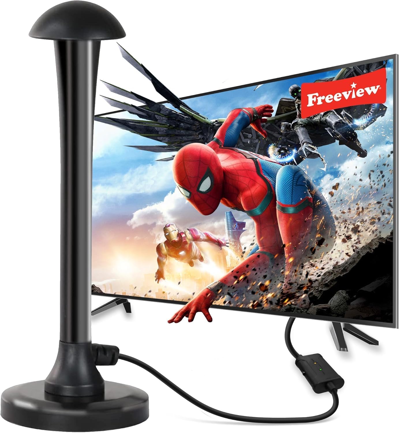 Indoor TV Aerial - Digital TV Aerial Indoor for Freeview TV, 360°& 250 ...