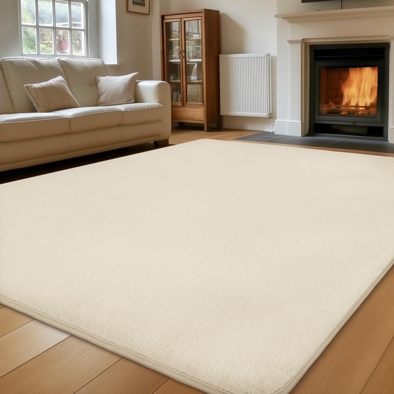 Sour Lemon Soft Rugs Living Room, Faux Rabbit Fur Rug Beige Area Rugs ...