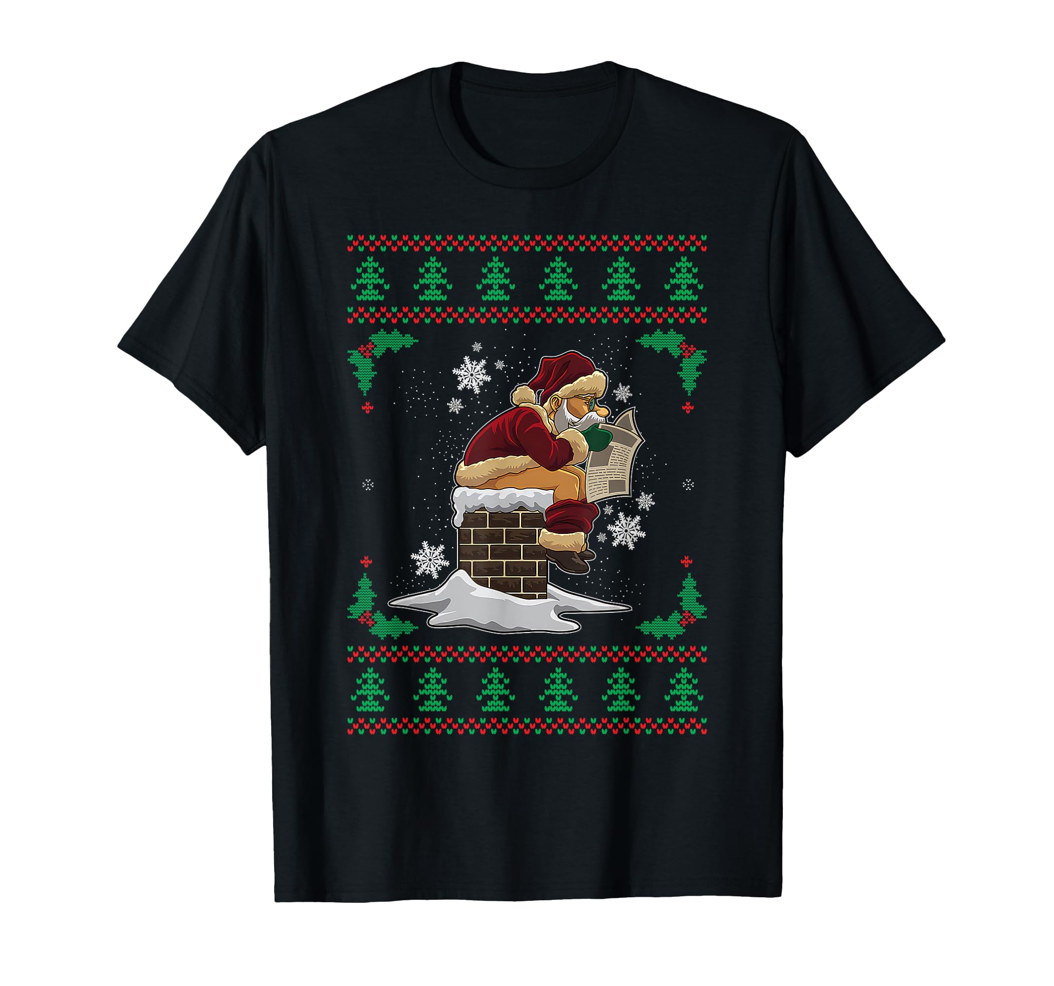 Amazon.com: Funny Santa Pooping Down the Chimney Ugly Christmas Sweater ...