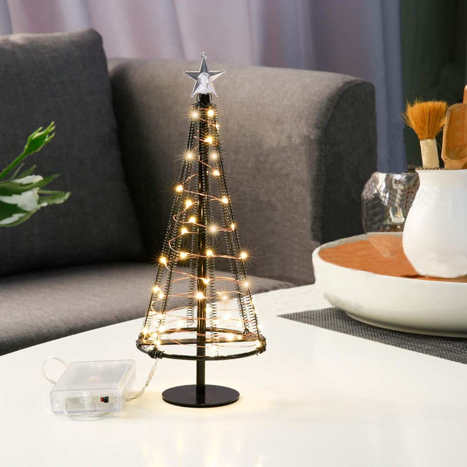 Amazon.com: HONESTY Mini Christmas Tree,Metallic Lamp,Trees with Flat ...