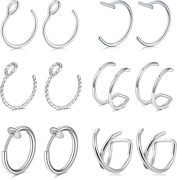 Amazon.com: QWALIT Faux Lip & Nose Rings - Fake Snake Bite Piercing ...