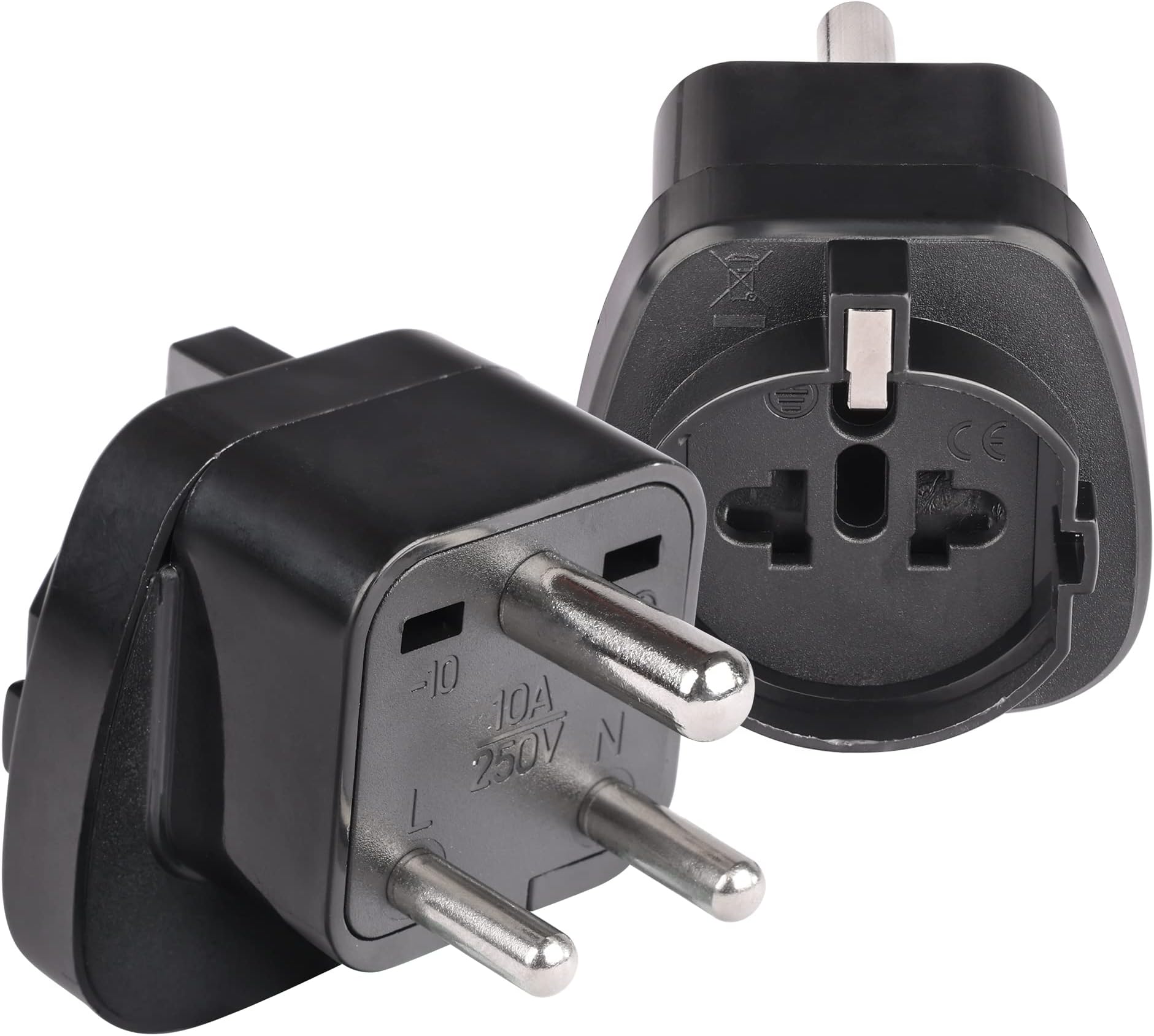 MX Schuko to India Plug Adapter 5 A – Converts European Type E/F Input ...