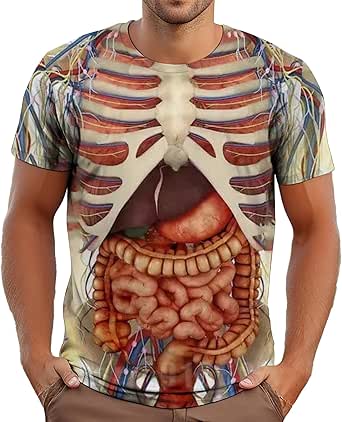 Amazon.com: Halloween Tshirts for Men, Casual Body Anatomy Internal ...