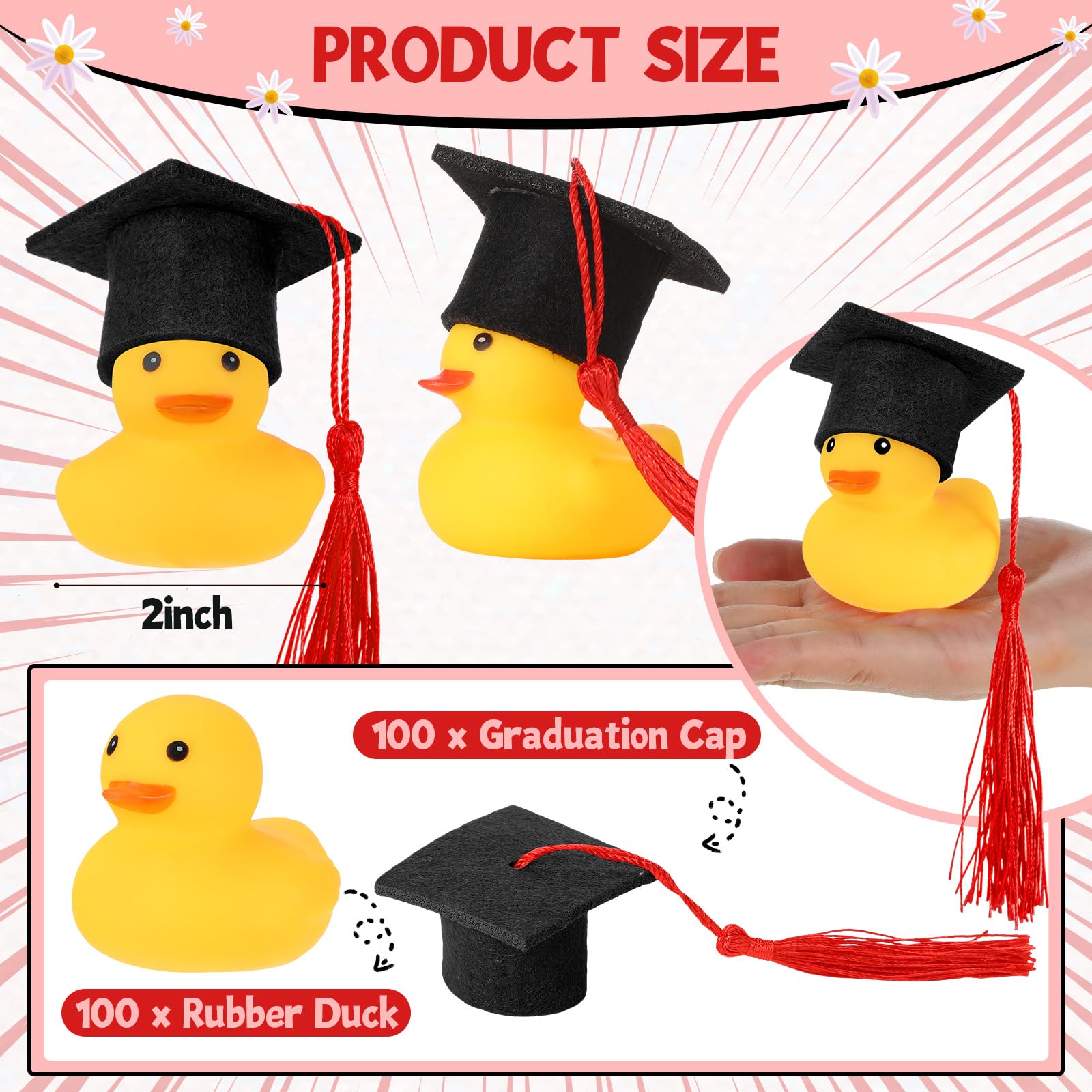 Snapklik.com : Jerify 100 Pcs Graduation Rubber Ducks