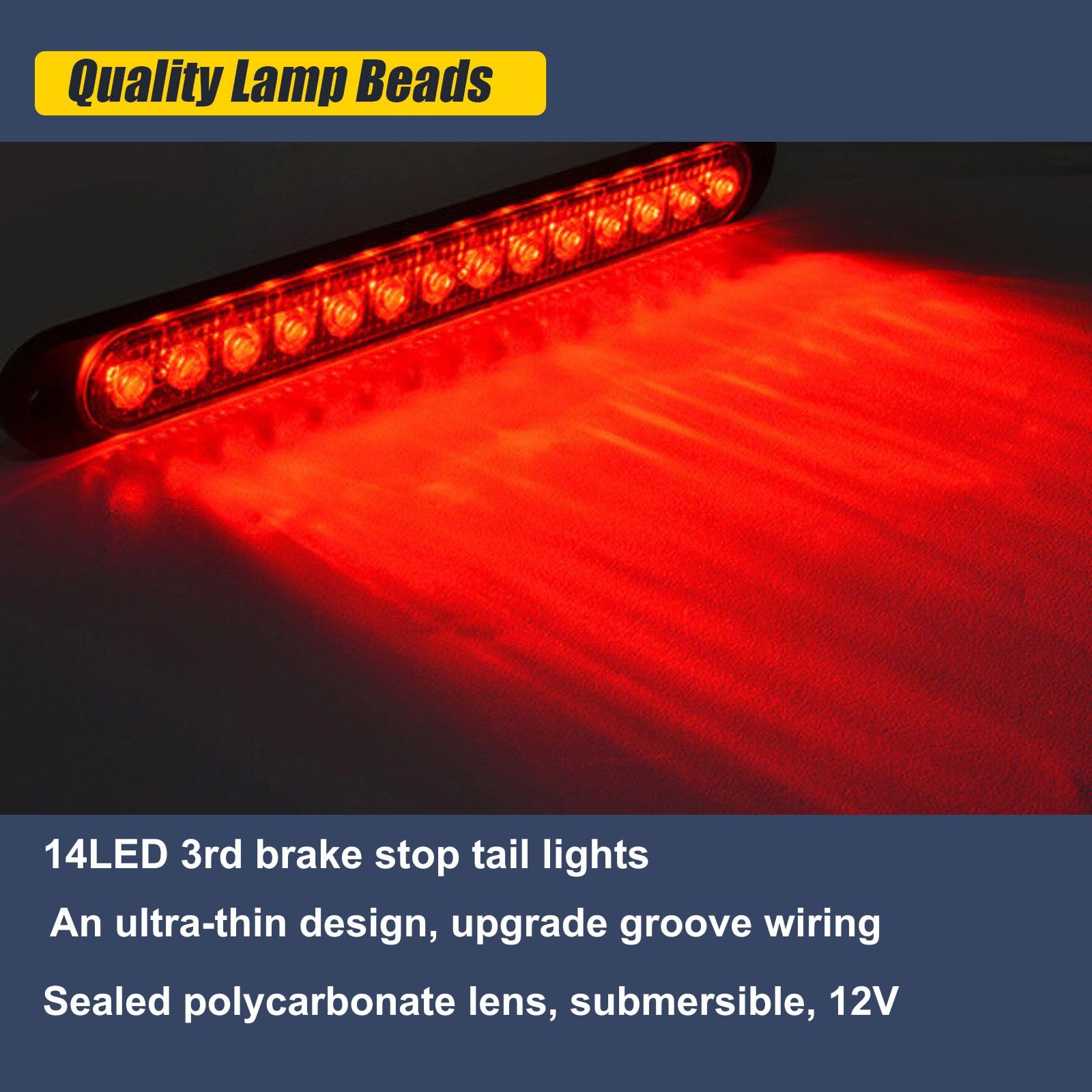Snapklik.com : 10 Inch 14 LED Trailer Tail Light Bar, Red Trailer Tail ...