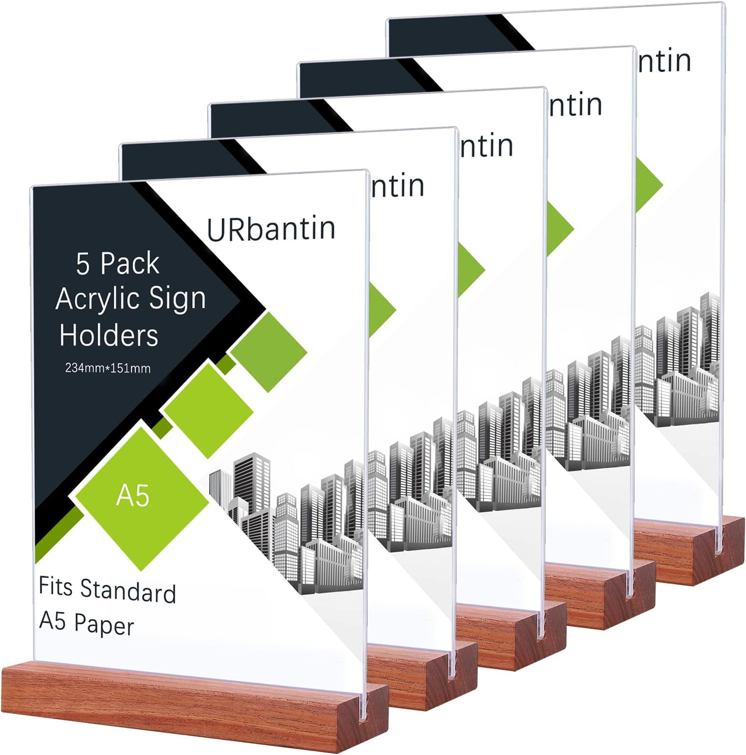 URbantin A5 Acrylic Sign Holder,5Pack A5 Clear Display Stands Plastic ...