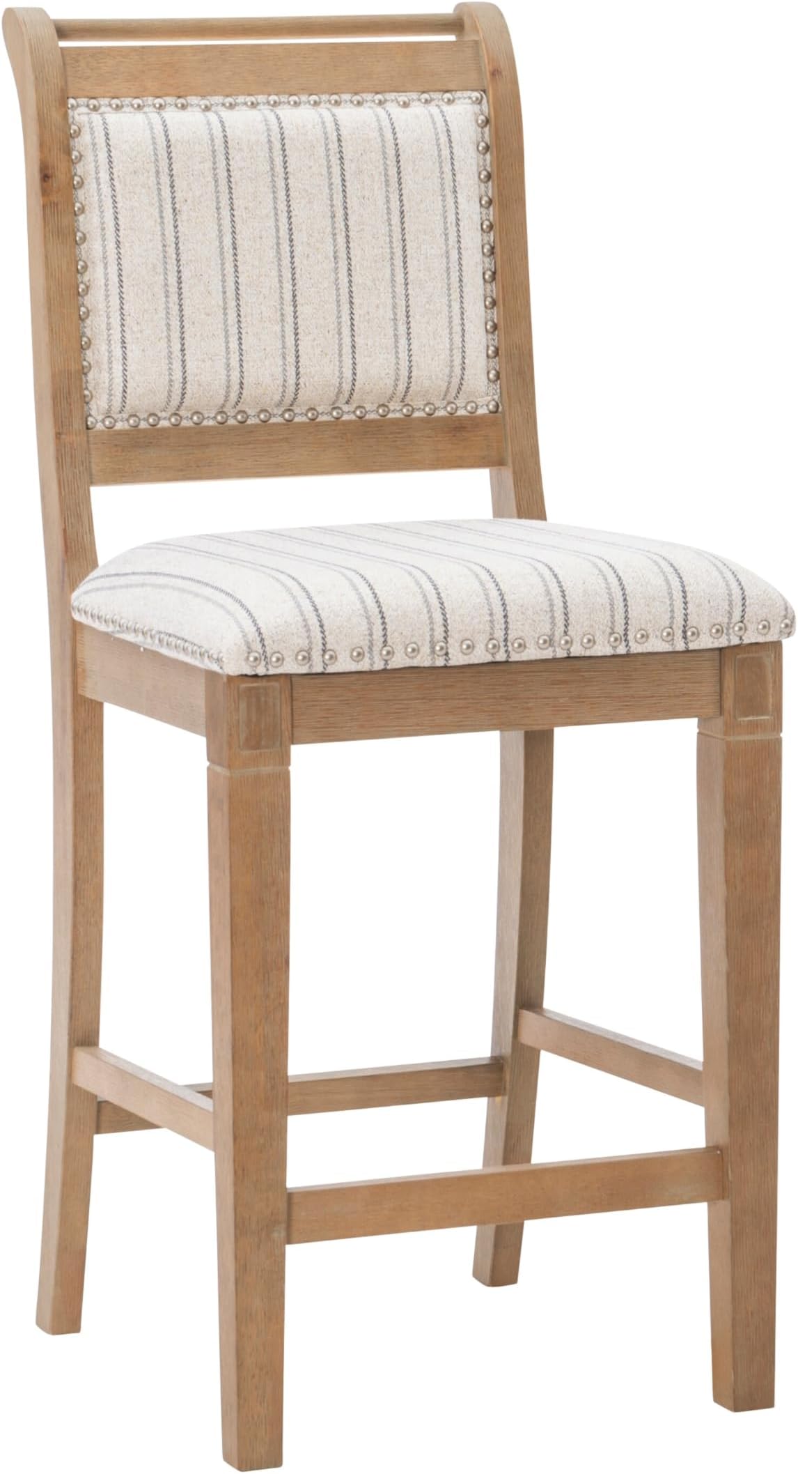 Amazon.com: Linon Jordan Wood Counter Stool with Grey Padded Seat in ...