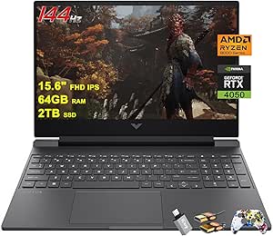 HP Victus 15 Laptop para juegos de 15.6 pulgadas FHD IPS 144Hz AMD Hexa-Core Zen 4 Ryzen 5 ...