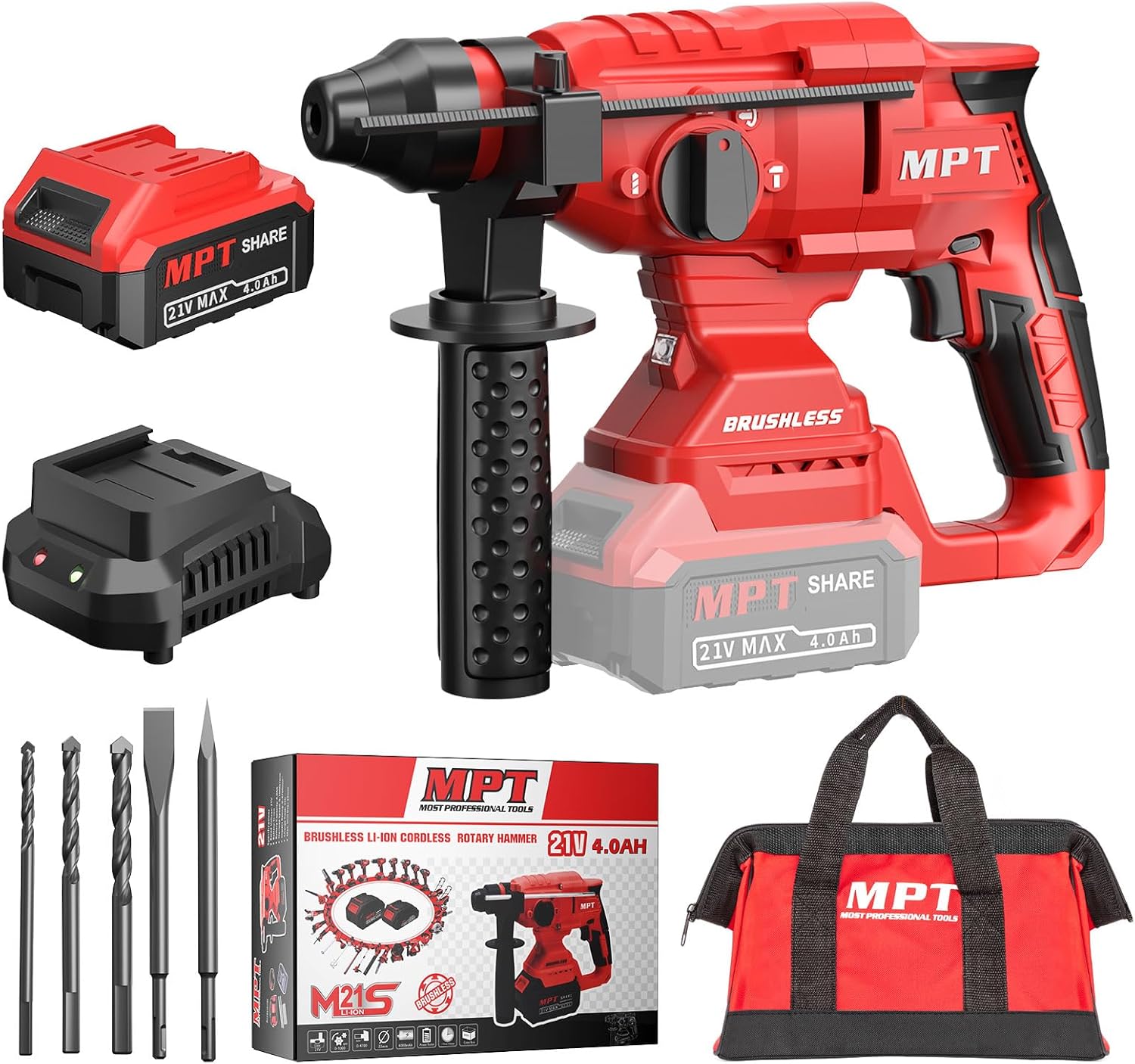 Cordless Rotaty Hammer Drill - MPT 21v Cordless 7/8’’-SDS Plus ...