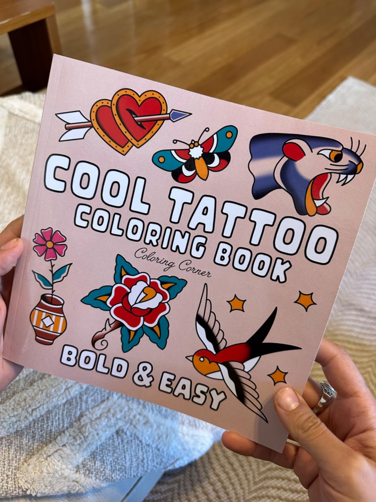 Cool Tattoo Coloring Book: Bold & Easy : Corner, Coloring, Fields ...
