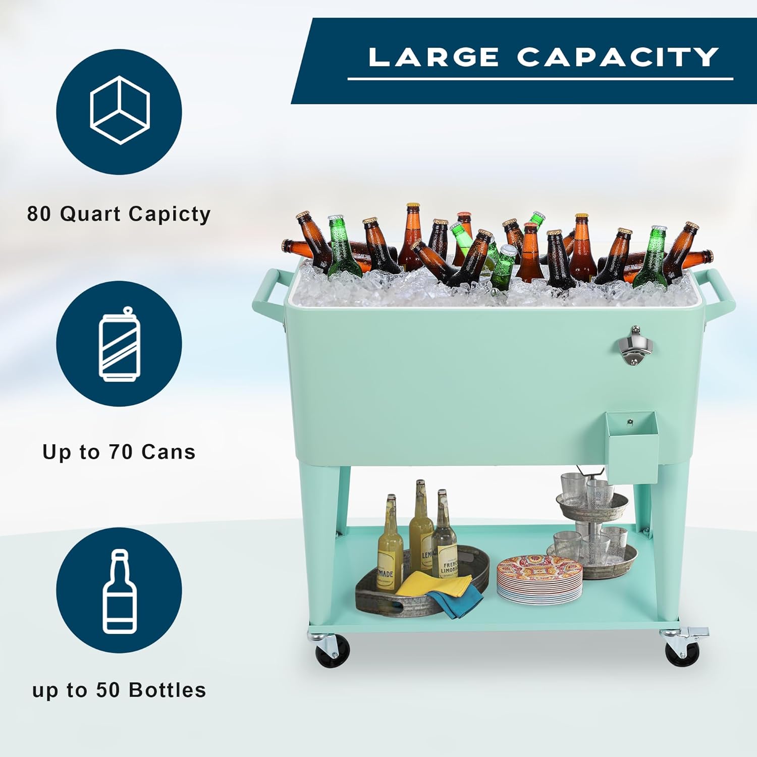 SEALAMB 80 Quart Rolling Cooler Cart with Wheels, Philippines | Ubuy