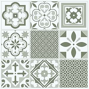 d-c-fix self Adhesive Floor Tiles Oriental Tiles Green Patterned 11 ...