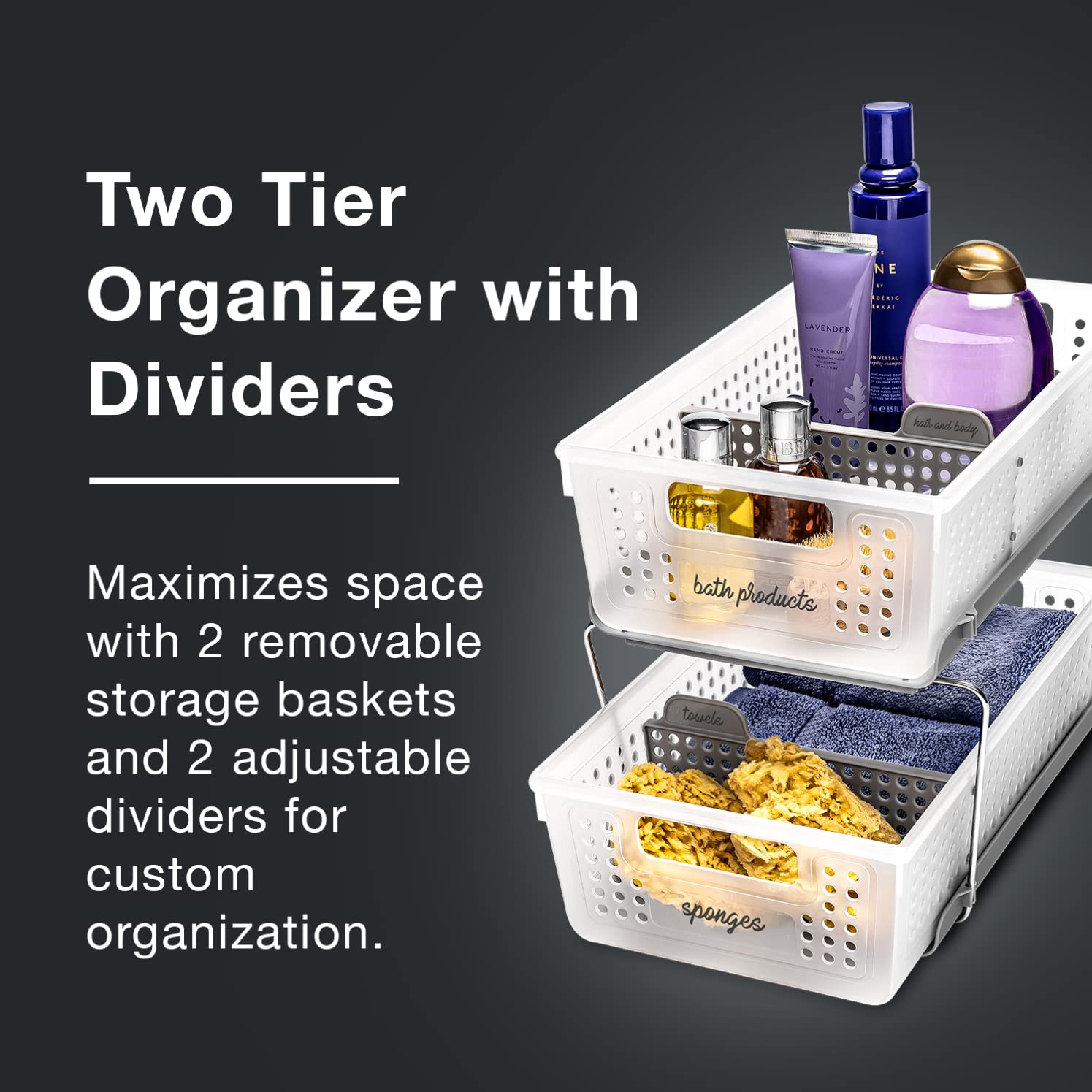 Buy Madesmart 2-Tier Organizer, Multi-Purpose Slide-Out Storage Baskets ...