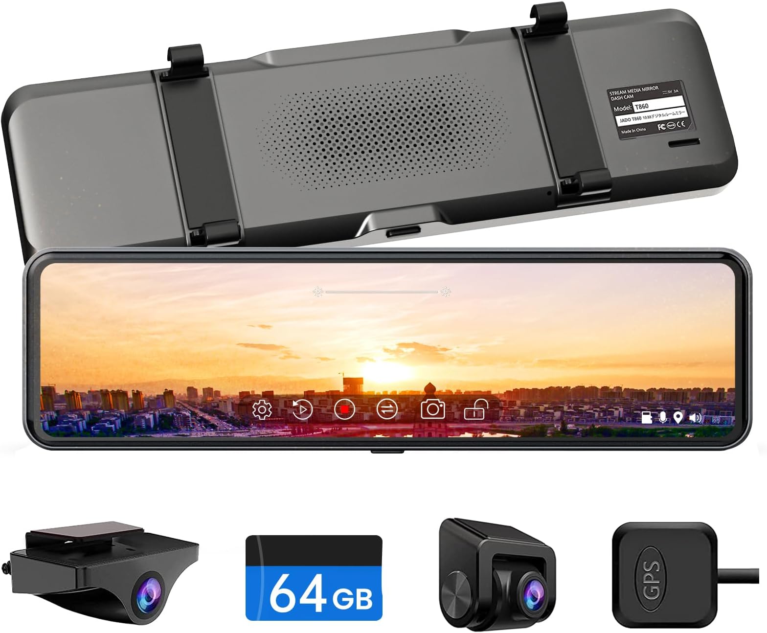 Amazon | JADO ドライブレコーダー ミラー型 CarPlayとAndroidAuto【最新 拡大ズーム機能 EU新基準統一法案の 高耐久 TypeC】人气で強くお勧め デジタル ...