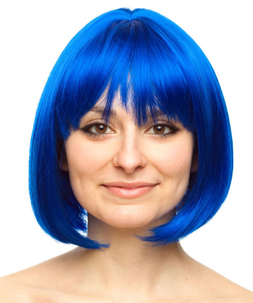 Amazon.com: Costume Adventure Blue Bob Wig Costume Wig - One Size ...