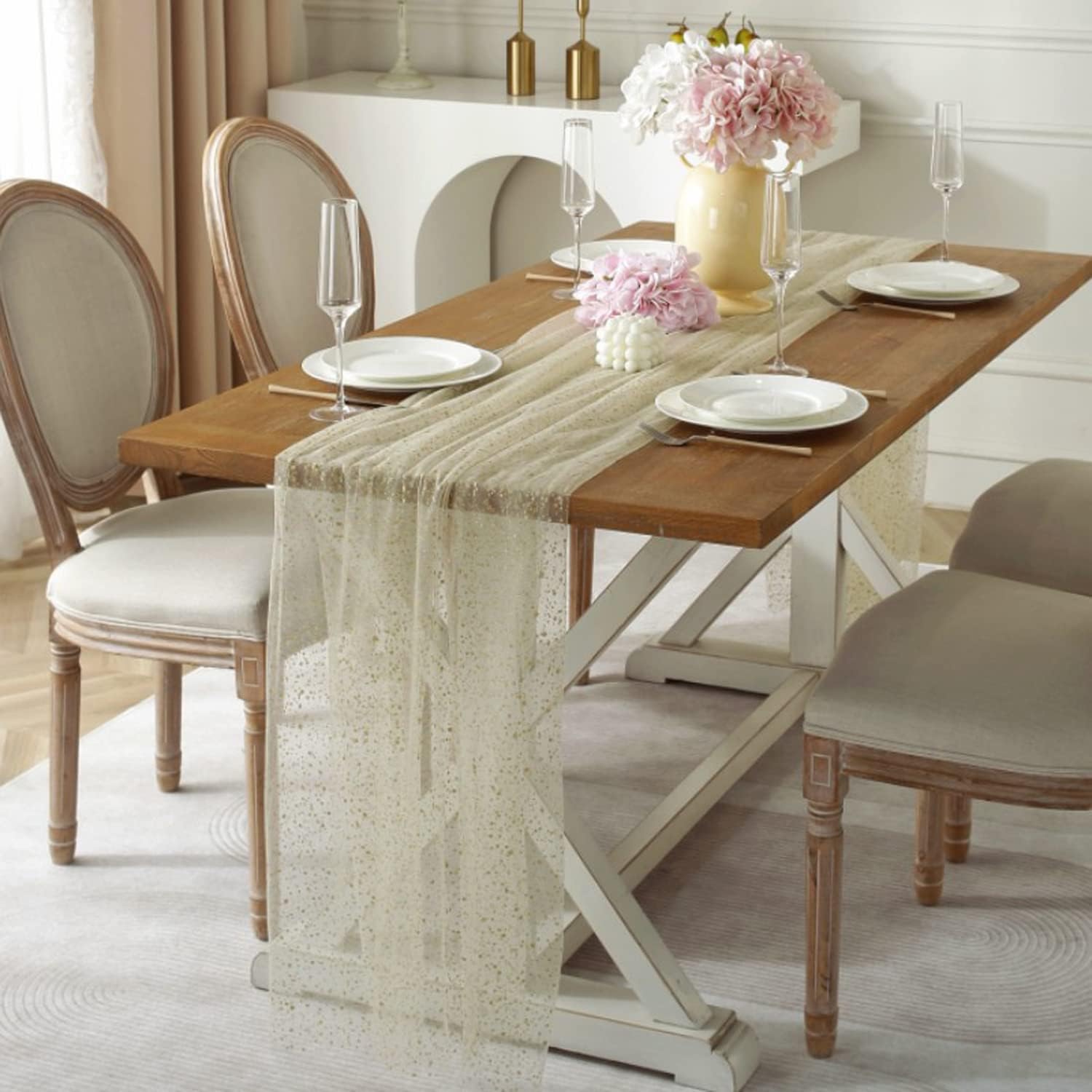 Amazon.com: UMILAKE Tulle Table Runner Gradient Table Runners for ...
