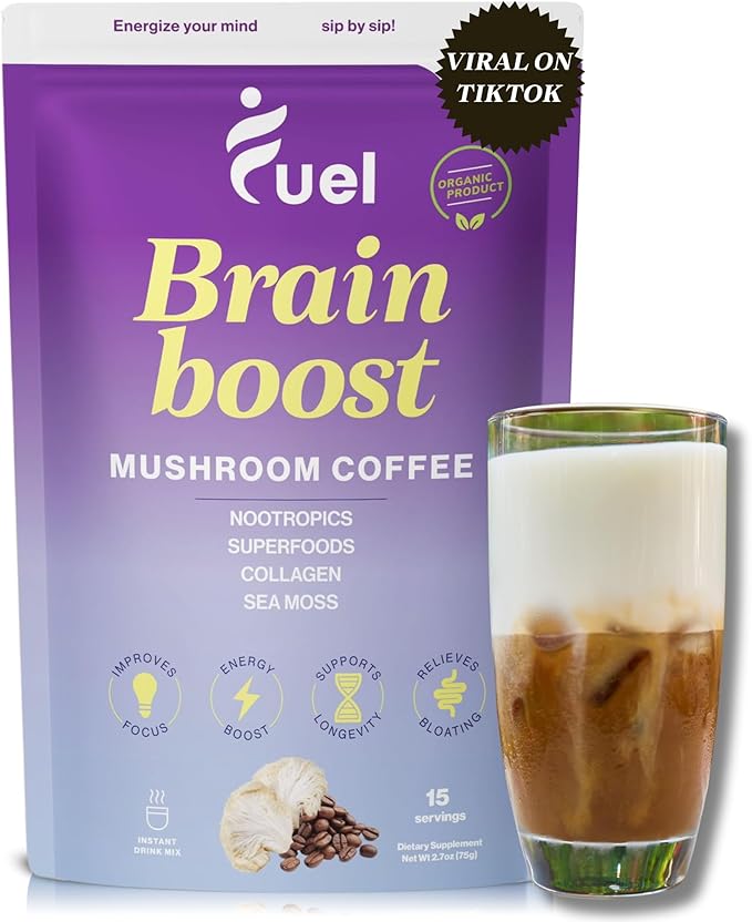 Amazon.com: Fuel Brain Boost Mushroom Coffee Nutrition, Mushroom Coffee ...