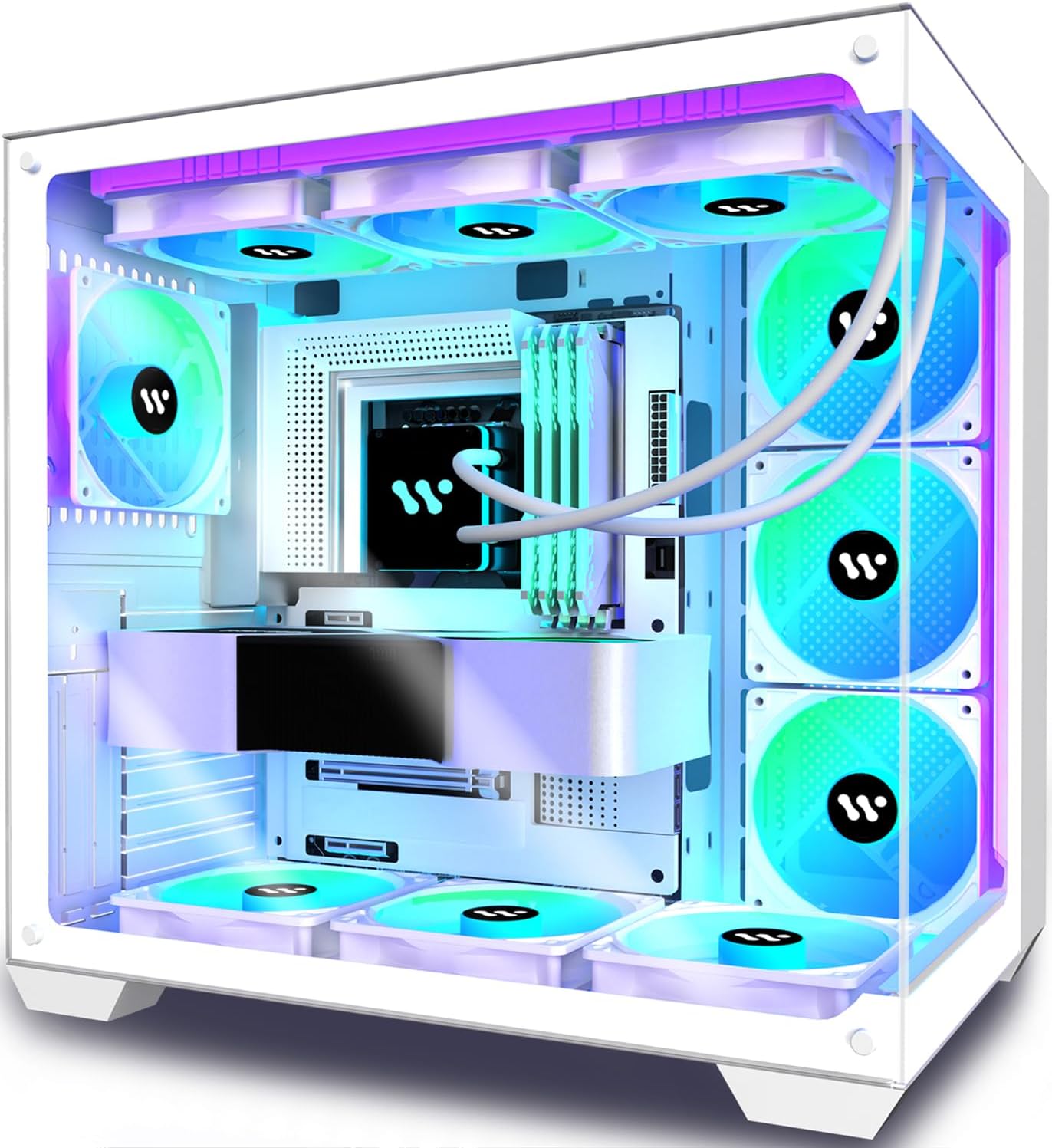 Amazon.com: KEDIERS PC CASE ATX 6 PWM ARGB Fans Pre-Installed, Mid ...