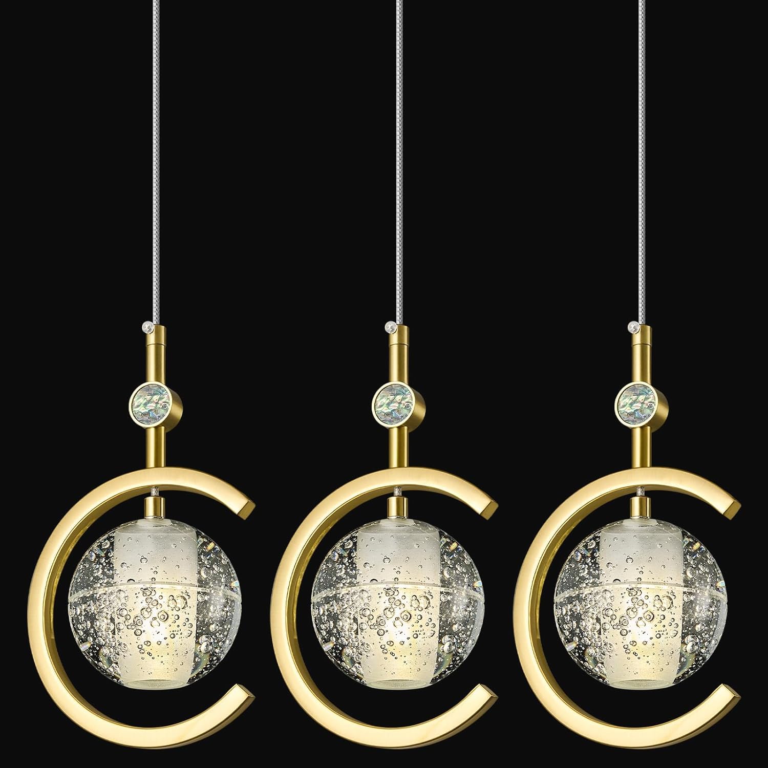 BNHHLZ Glass Globe Pendant Lights Kitchen Island Gold Pendant Light ...