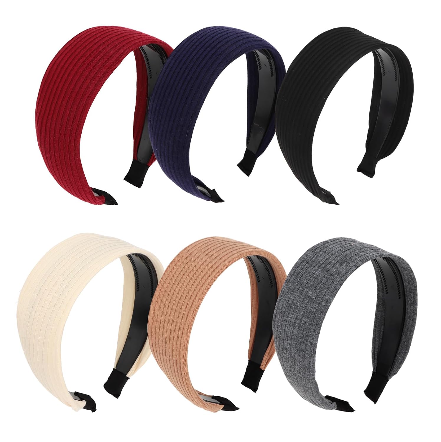 Amazon.com : Wecoe Headbands for Women, 6pcs Wide Ribbed Headbands Non ...
