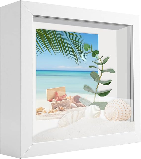 Amazon.com - SUNMEG Small Shadow Box Frame 5x5 , Wood with Plexiglass ...