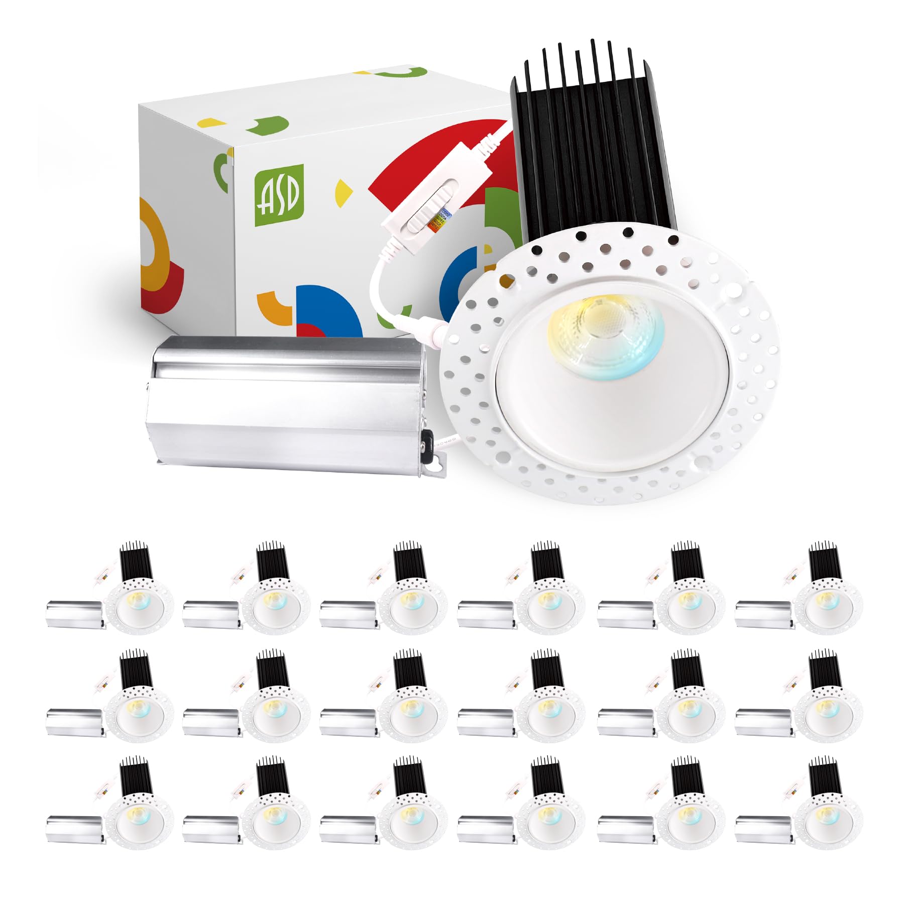 Snapklik.com : ASD Trimless 2 Inch LED Recessed Lighting, 15W 120V ...