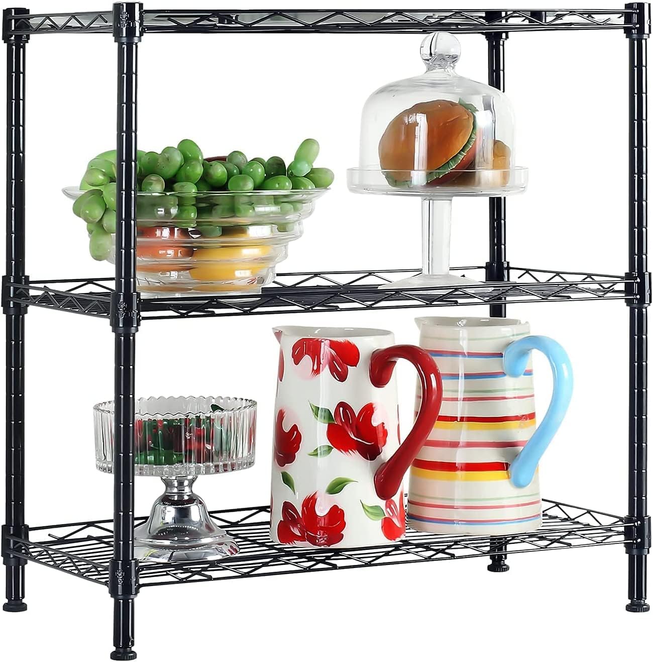 Amazon.com: Loyaltaling 3 Tier Wire Shelving Unit, Adjustable Wire Rack ...