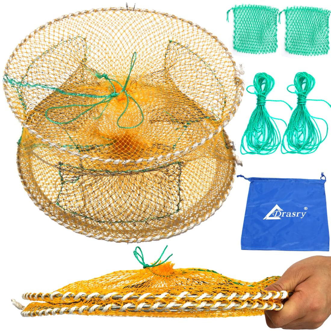 Drasry Three Entrances Large Crab Traps 2Pcs Portable Collapsible Trap ...