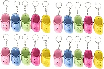 Mini Slipper Keychain, Pack of 20 Shoe Keychains in Bulk 5 Colors ...