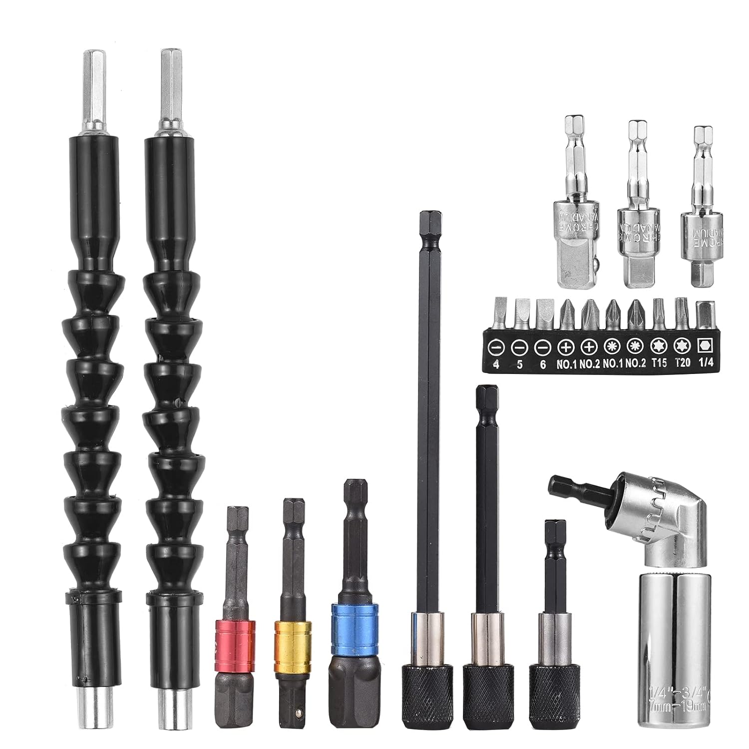 23pcs Wrench Socket Extension Bar Kit Universal Socket Wrench Tool Set ...