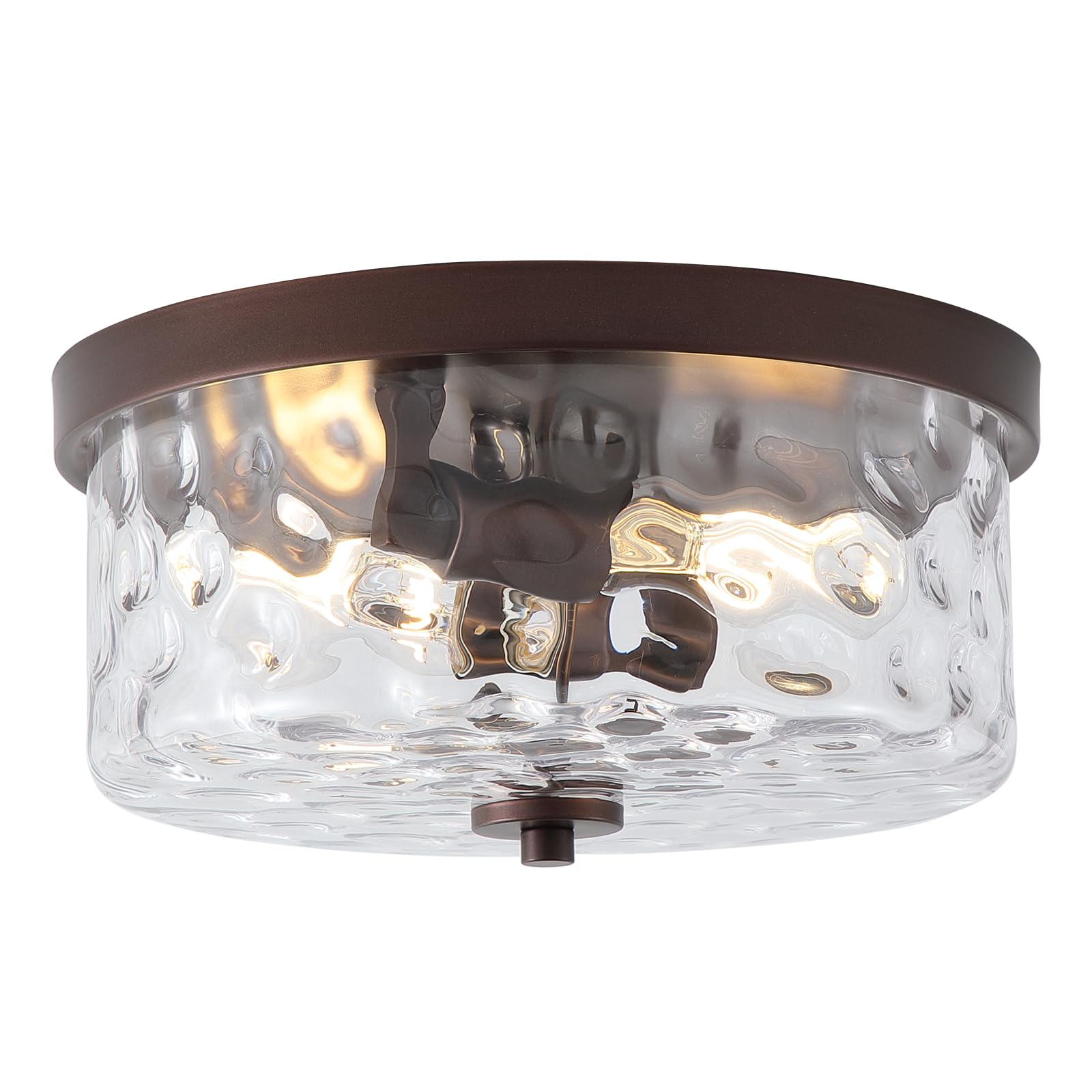 Litaddscen Hammered Glass Oil Rubbed Bronze Flush Mount Ceiling Light,2 ...