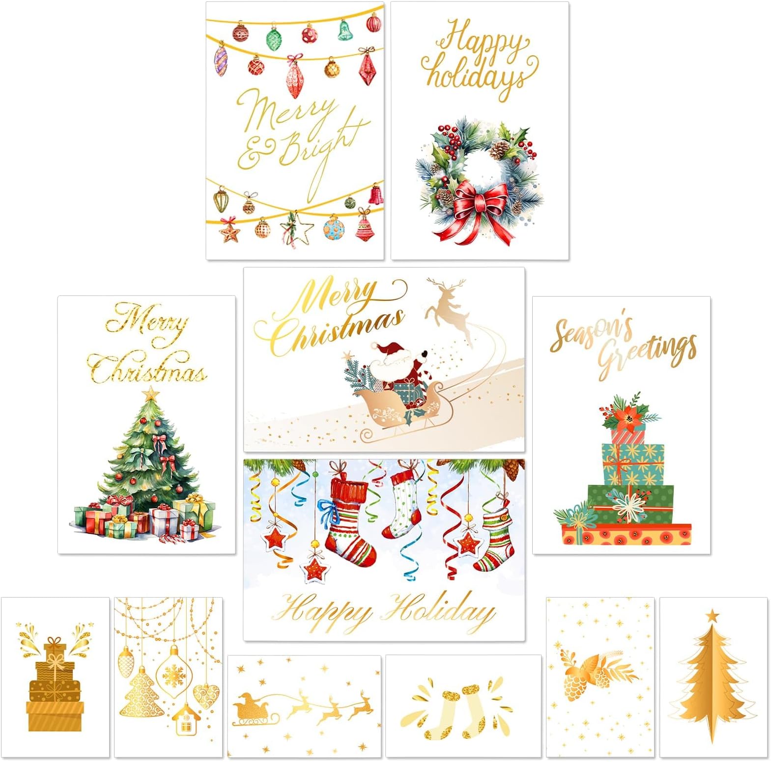 Amazon.com : Jetec 120 Set Gold Foil Happy New Year Cards Bulk with ...