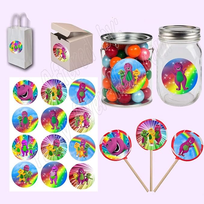 Amazon.com: Barney Stickers, Large 2.5” Round Circle Stickers to place ...