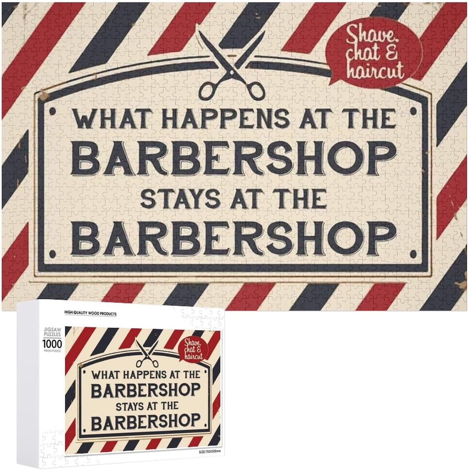 Amazon.com: Barber Shop 1000 Pieces Wooden Jigsaw Puzzles for Adults ...