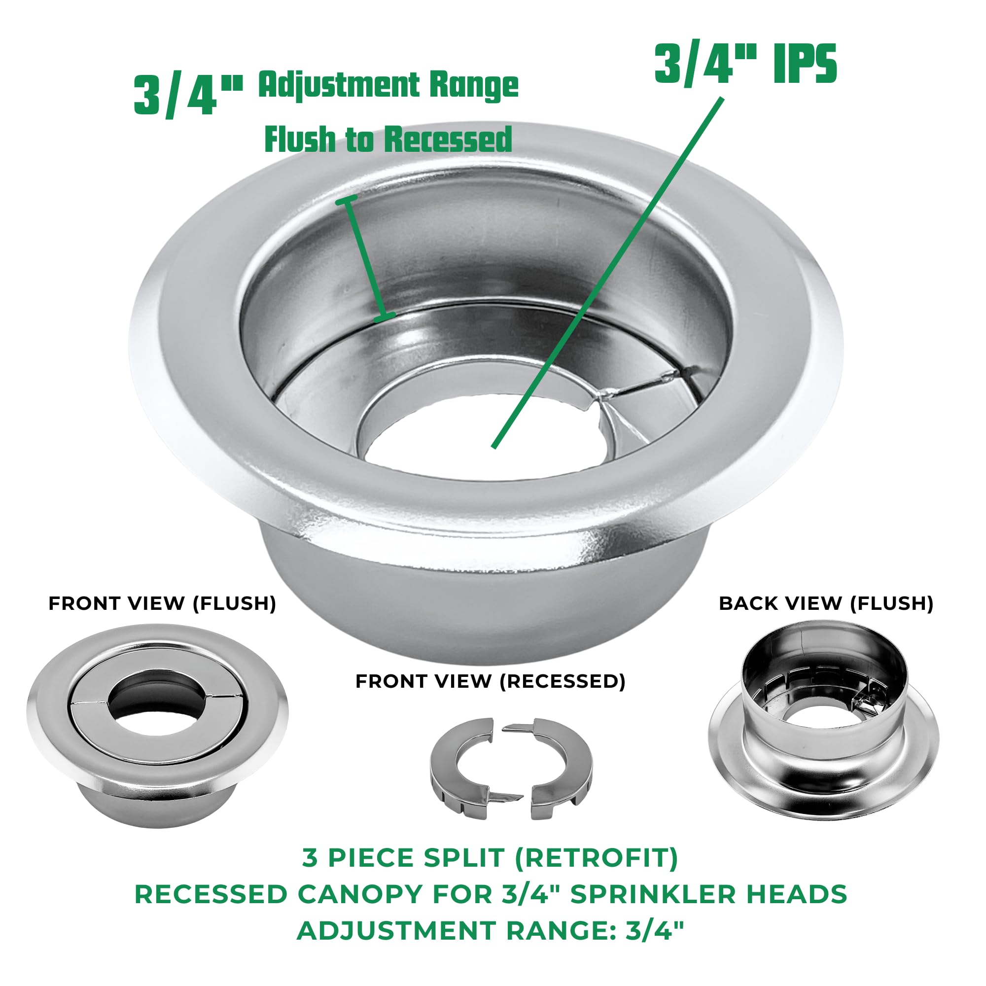 Knupp Co. Recessed Fire Sprinkler Escutcheon 1/2 In. IPS - 2 Piece