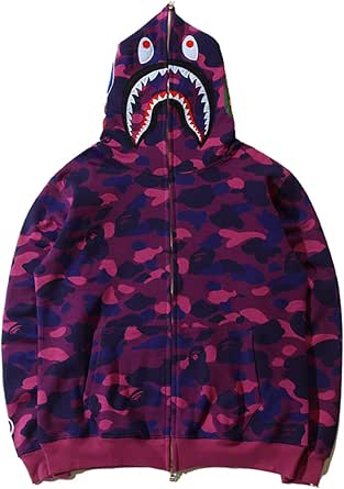Amazon.com: EWW Shark Jaw Camo Hoodie Shark Mouth Jacket Full Zip Up ...