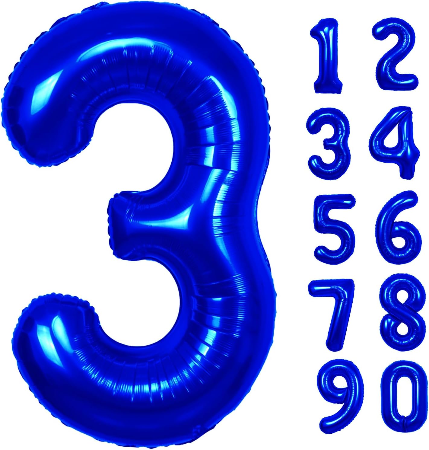 Amazon.com: 40 inch Navy Blue Number 3 Balloon, Giant Large 3 Foil ...